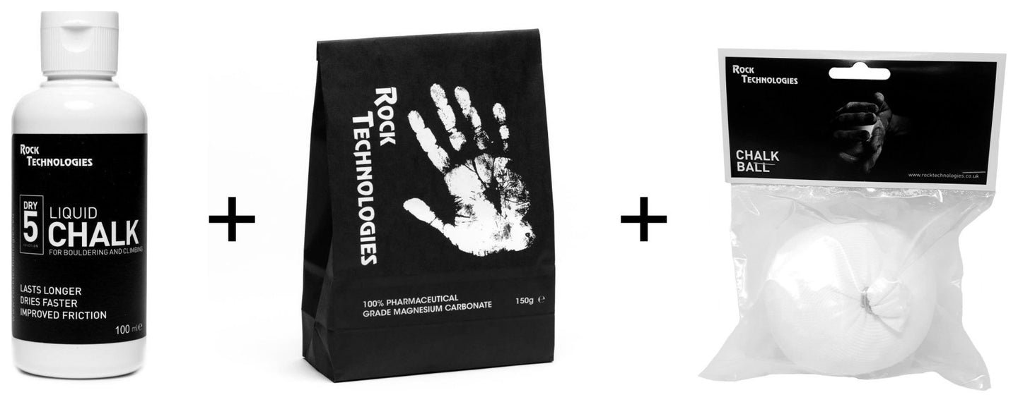 3 types of chalk, chalk sample set, by Rock Technologies – 9c Climbing